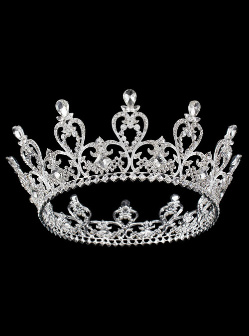 White Round Crown Princess Atmospheric Crown Wedding Headdress Baroque ...