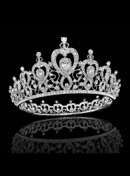 Silver Crown Tiara Bride Inlaid With Crystal Zircon