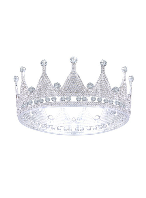 Bride's Round Crown Headdress Accessories Crystal Crown