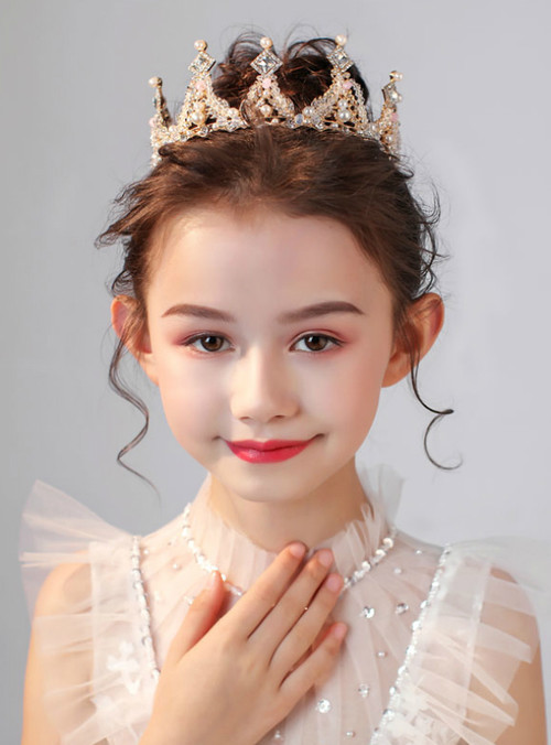 Crown Tiara Children's Princess Crystal Crown Big Round Crown