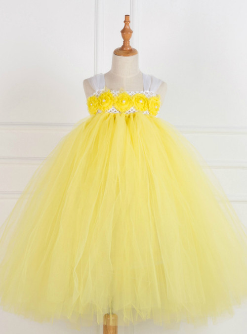 Yellow Tulle Tutu Birthday Party Dress