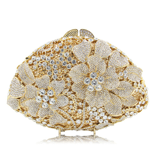 Flower Crystal Bag Ladies White Diamonds Wedding Clutch Ladies Women ...