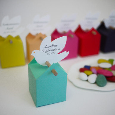 Boîte dragées Confirmation Colombe personnalisée