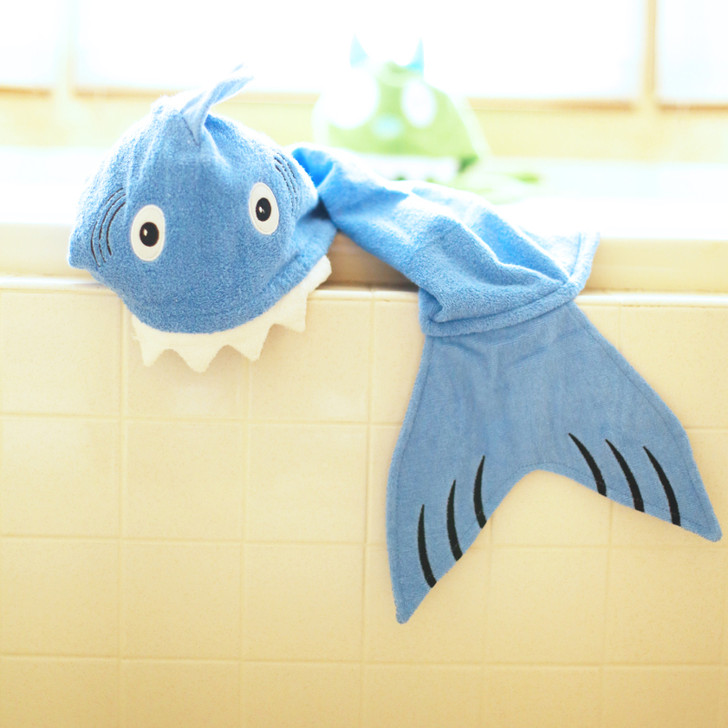 Shark hooded towel