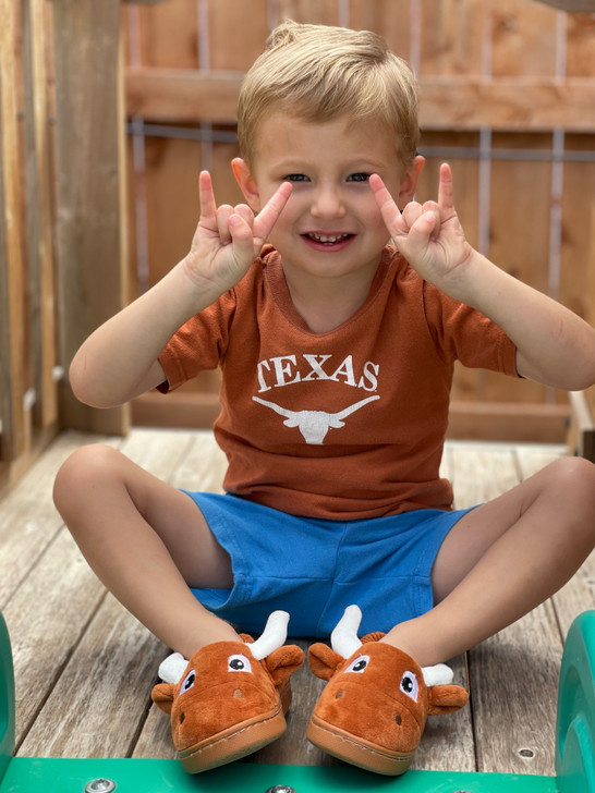 Longhorn slipper toddler kids UT Austin Hook em horns