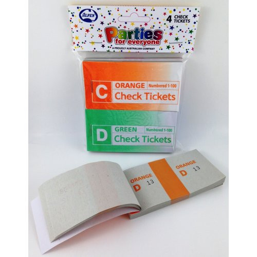 Check Raffle Ticket Books - 4x 100 Pieces - wowpartysupplies.com.au