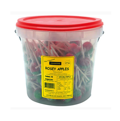 Rosey Apple Pops 16g - Full Carton of 4 tubs - wowpartysupplies.com.au