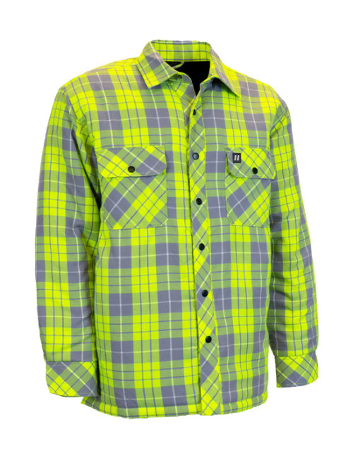 ForceField Hi Vis Plaid Quilted Flannel Shirt Jacket with Reflective ...