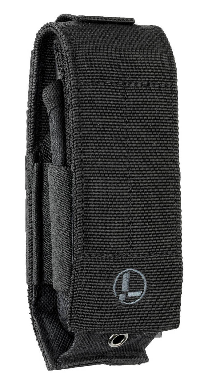 Leatherman Large MOLLE Sheath - Black, featuring Grey Leatherman logo