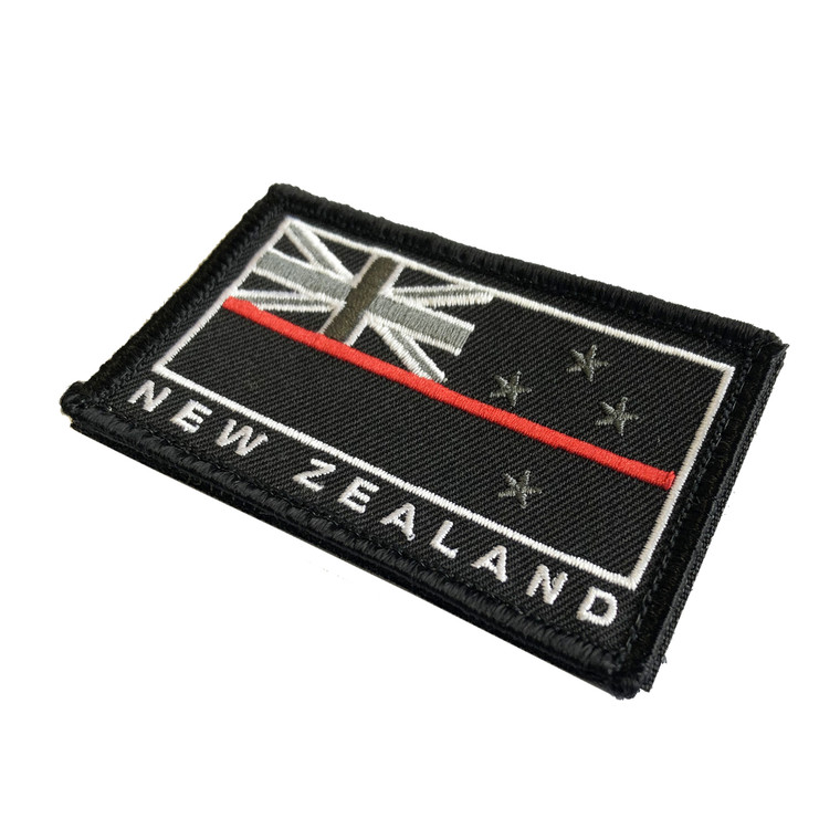 Embroidered New Zealand Flag Patch w/Velcro Red Line - Tactical ...