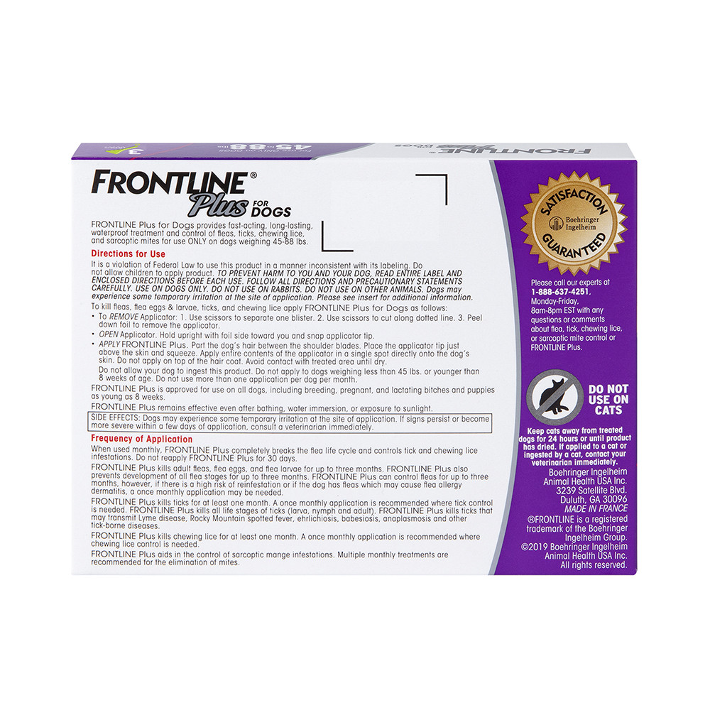 Frontline Plus Flea & Tick Treatment for Dogs & Puppies (45-88 lbs.)
