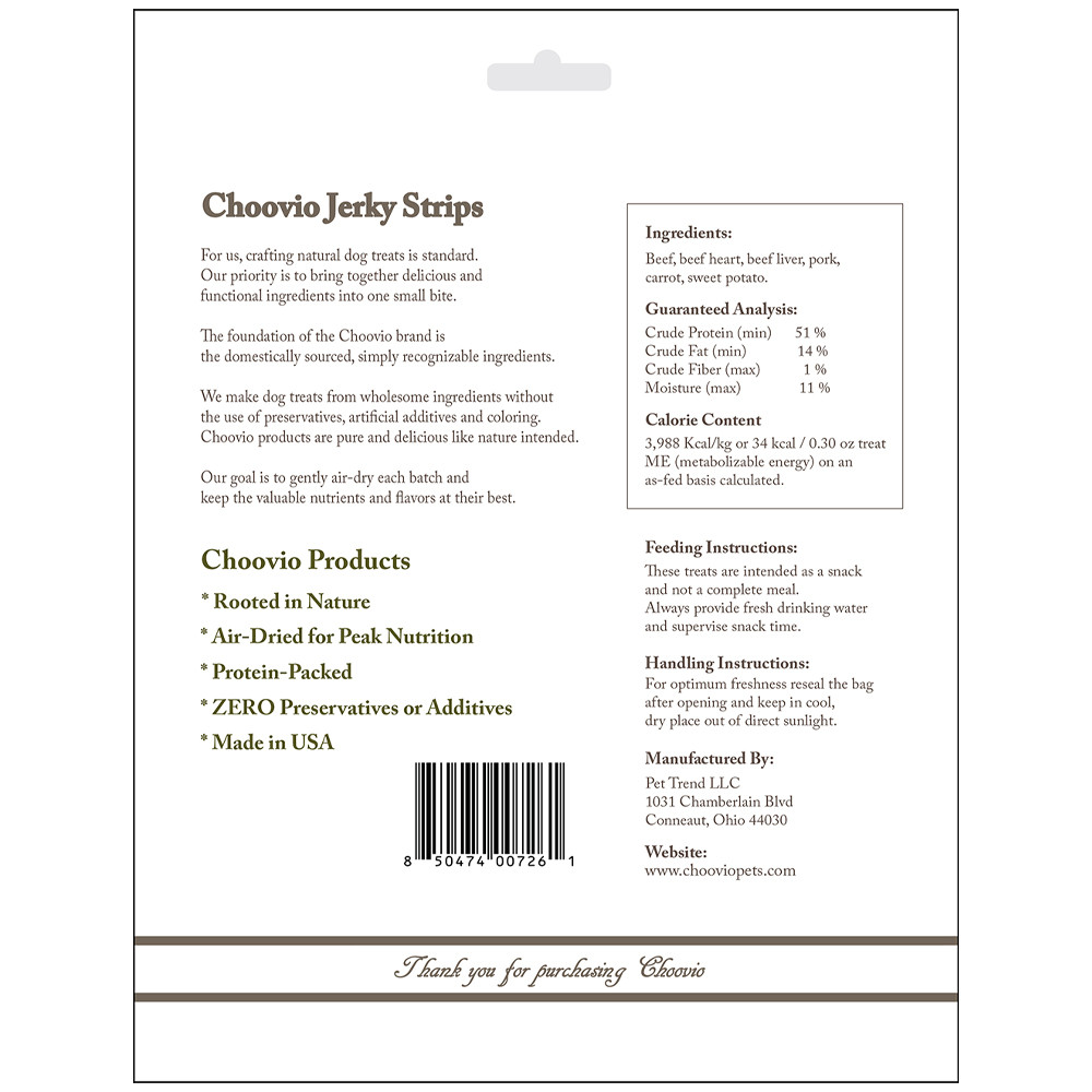 Choovio Beef Recipe Air-Dried Jerky Dog Treats