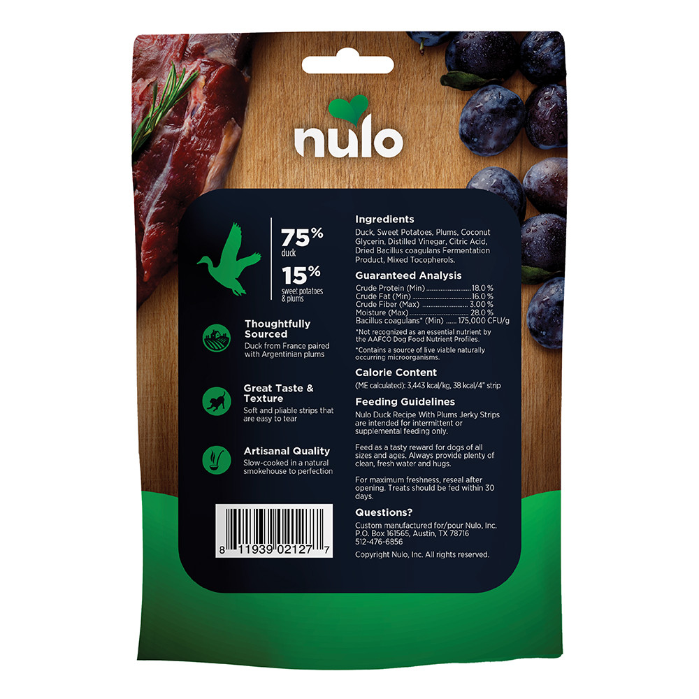 Nulo Jerky Duck Recipe w/ Plums Dog Treats
