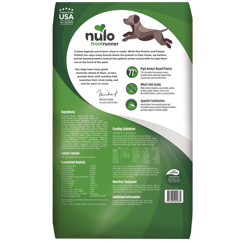 Nulo Frontrunner Ancient Grains Chicken, Oats & Turkey Recipe Puppy Dry ...