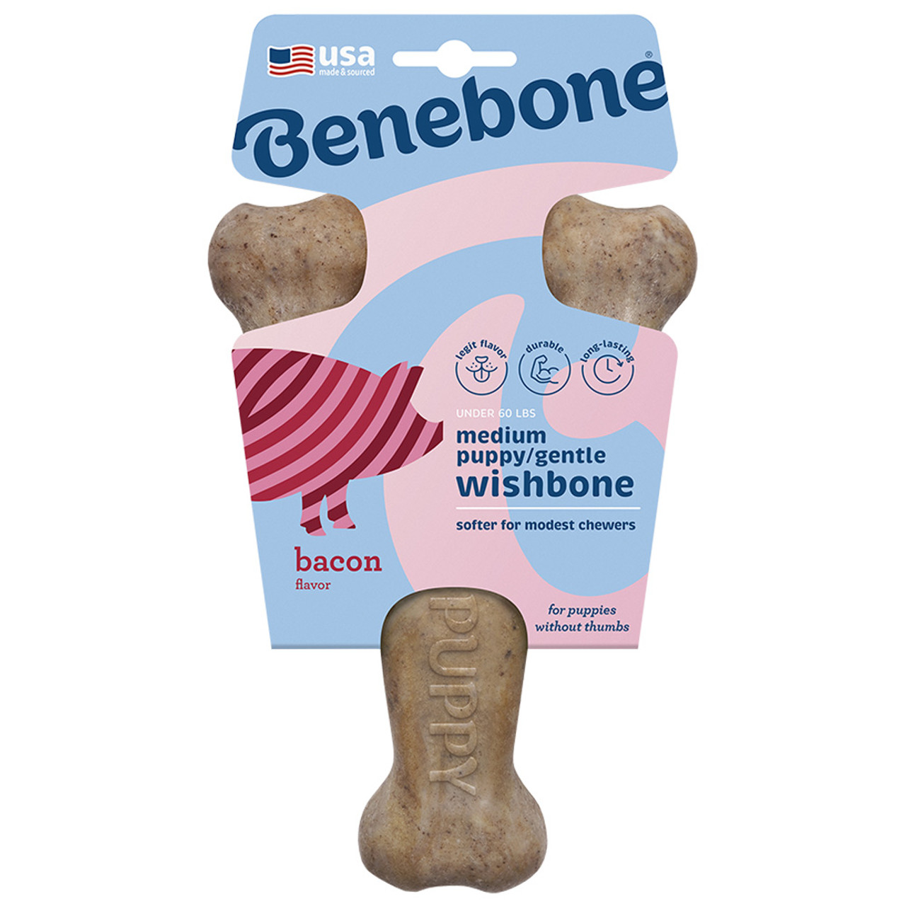 Benebone Puppy Wishbone Bacon Flavor Dog Chew Toy