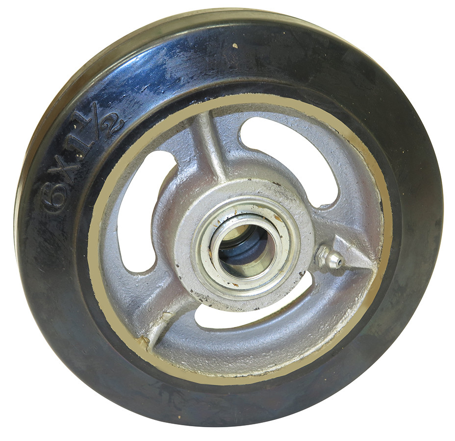 Wesco Cast Iron Center Mold-On Rubber Wheels | Material Flow