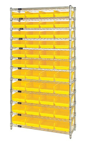 WR12-107 Economy 4" Shelf Bin Wire Shelving Systems - Complete Packages