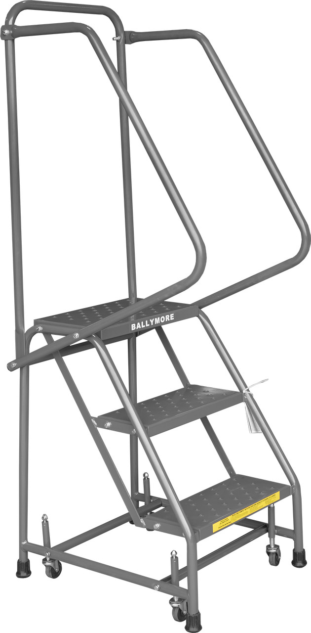 3 Step Standard Rolling Ladders - Expanded Metal Tread