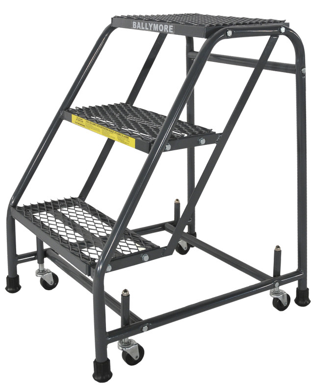3 Step Standard Rolling Ladders - Expanded Metal Tread