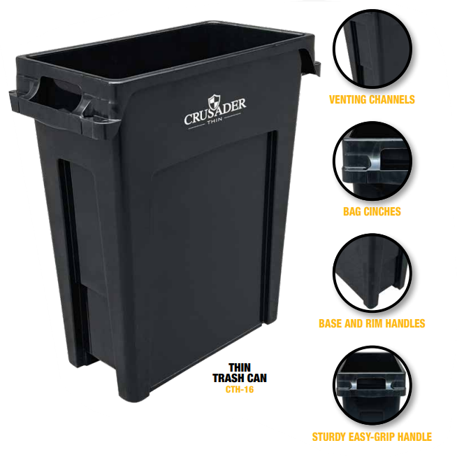 CRUSADER Thin Trash Cans by Quantum | Material Flow
