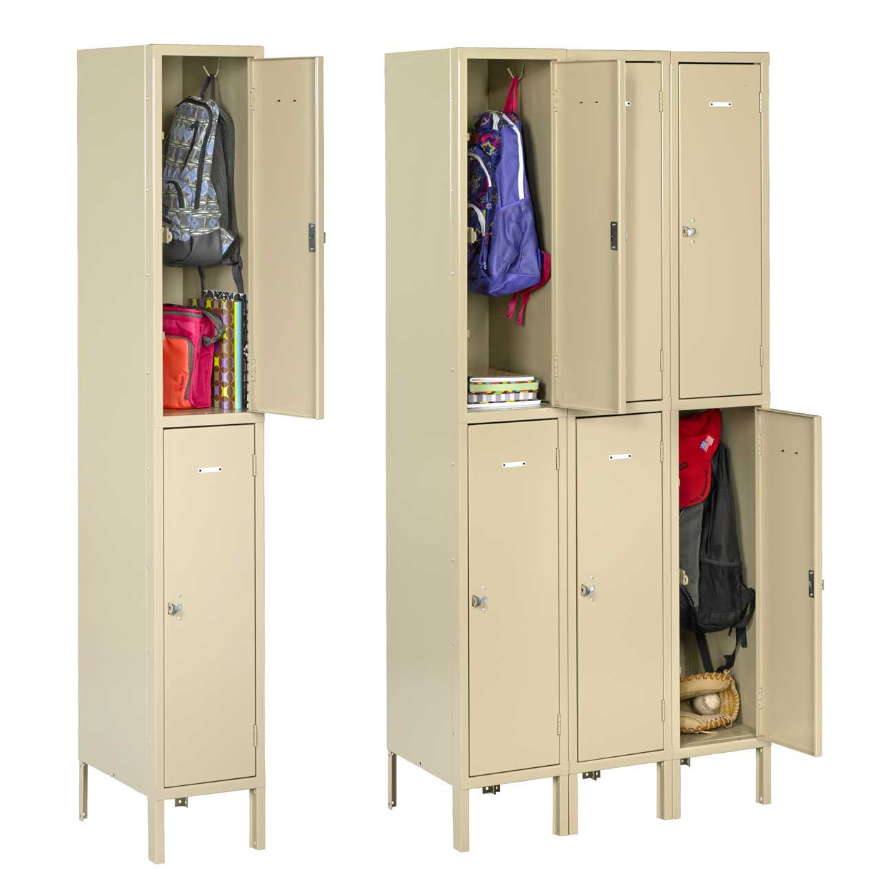 Tennsco Heavy-Duty Double Tier Lockers With Legs