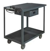 Durham 2 Shelf Instrument Carts with Drawer and Electrical Strip