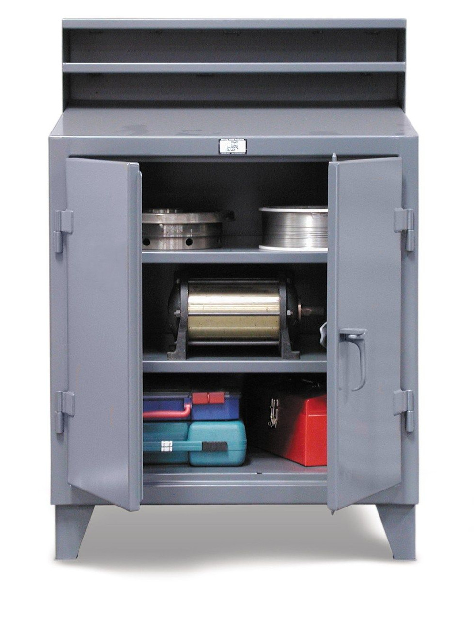Strong Hold Industrial Shop Desk with Lockable Storage