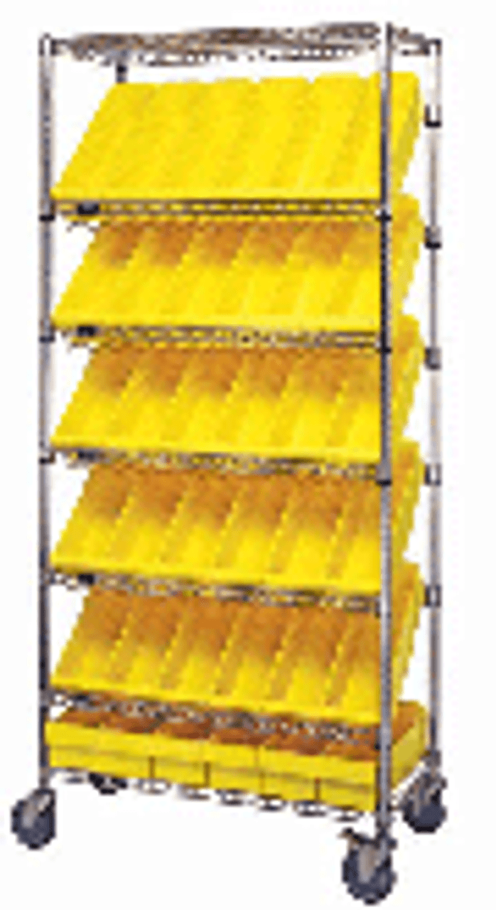 Quantum - Mobile Chrome Slanted Wire Shelving.