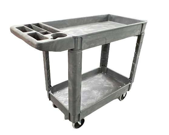 Material Flow HD Plastic Utility Carts | Tray Top MFUD252