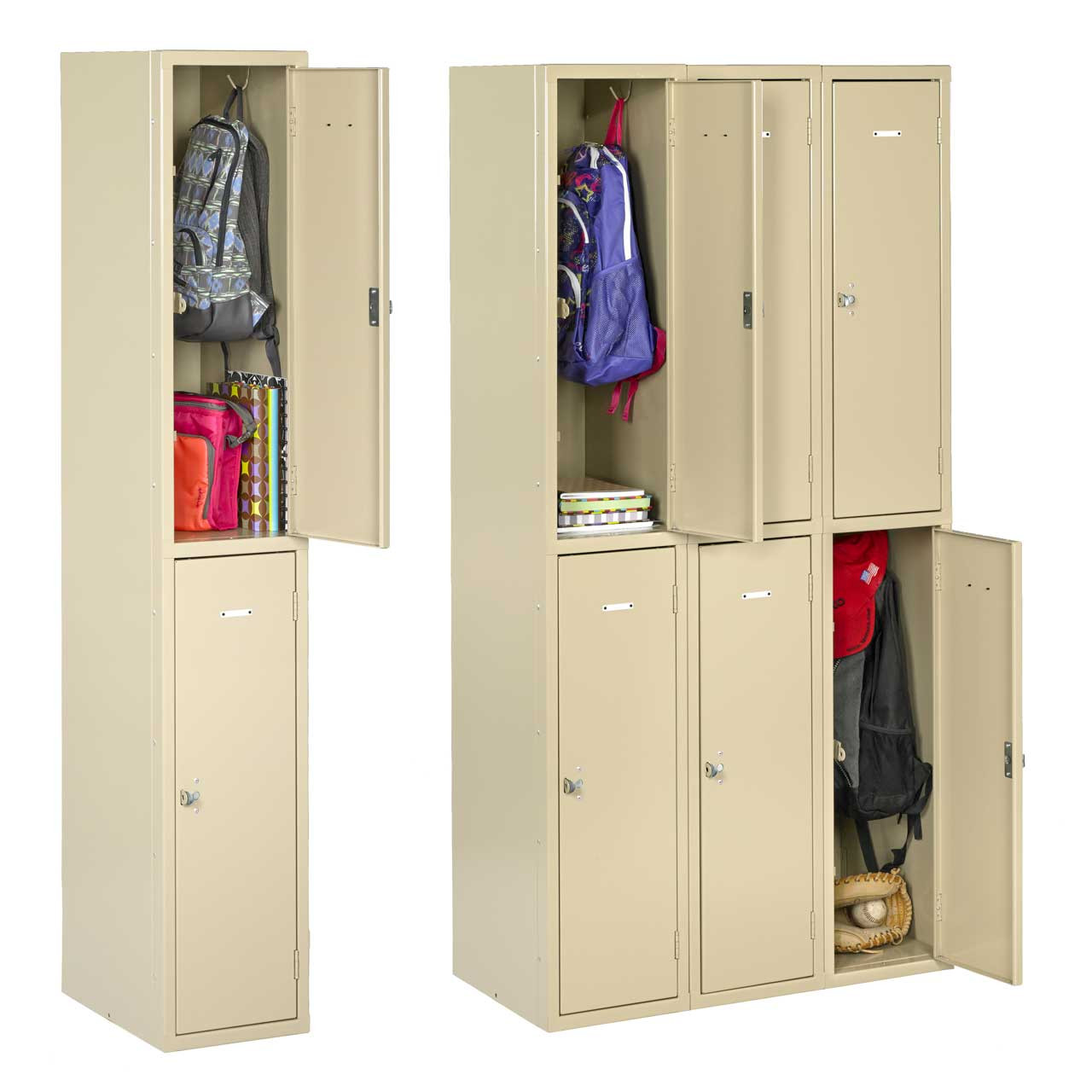 Tennsco Heavy-Duty Double Tier Lockers Without Legs