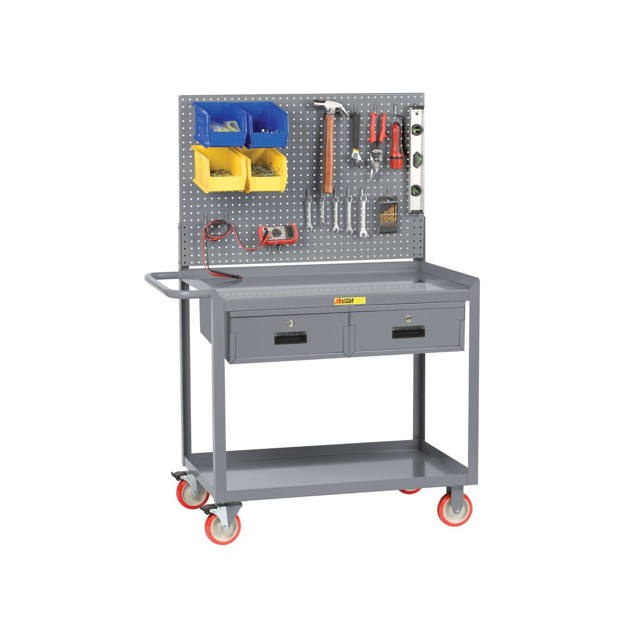 Little Giant Mobile Workstation with Storage Drawer & Pegboard Panel