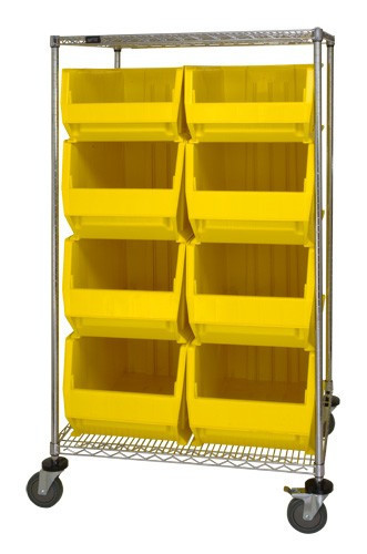 Quantum Bin Transport Carts with Yellow Hulk Containers