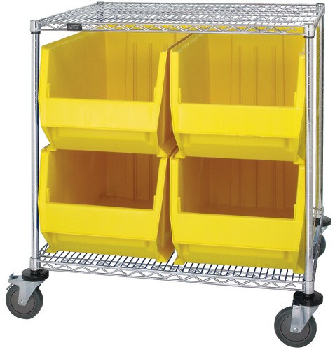 Quantum Bin Transport Carts with Yellow Hulk Containers