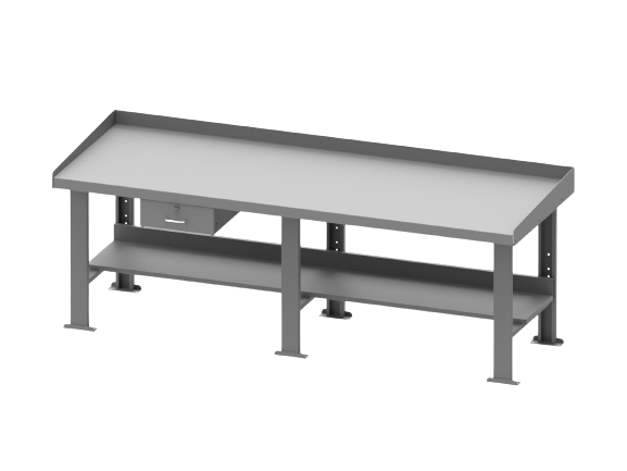 Steel Top Welded Workbench with Back, Endstops, Shelf and Drawer