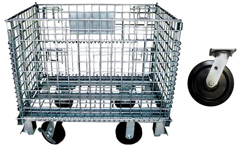 Material Flow 20 x 32 Wire Mesh Containers with 6" Phenolic Casters - 1 ...