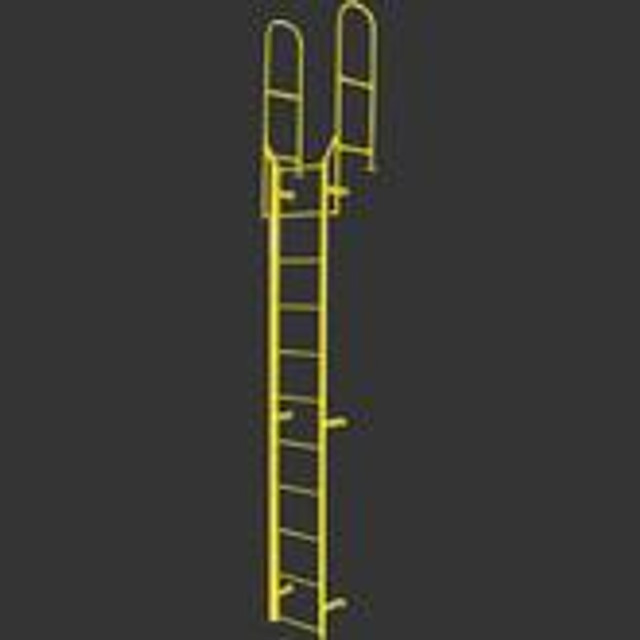 Cotterman Series F and M Fixed Steel Ladders with Walk-Thru Handrails