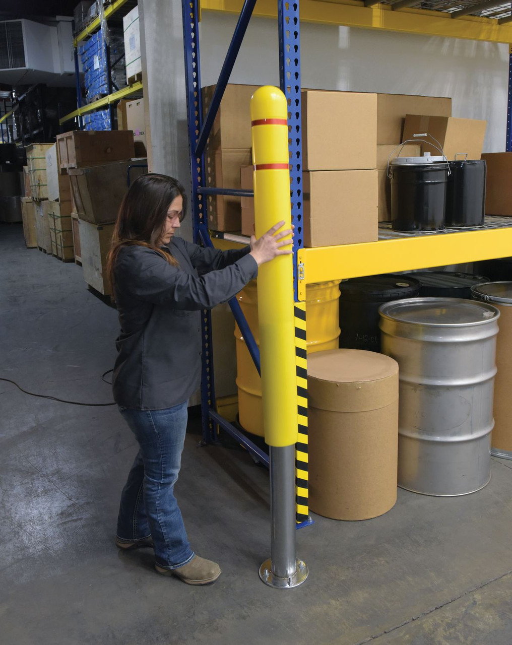 Double Red Reflector Bollard Cover | MaterialFlow.com