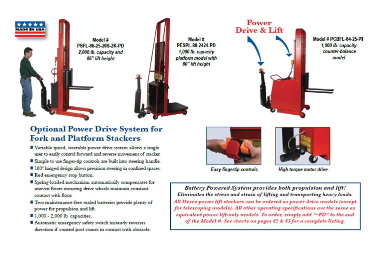 Wesco Powered Stackers – Adjustable Fork | Material Flow