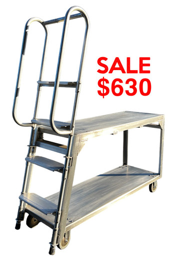 [SALE] Aluminum Extended Ladder Order Pick Cart | Material Flow