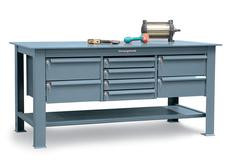 Strong Hold Heavy-Duty Shop Table with Half Inch Steel Plate Top and ...