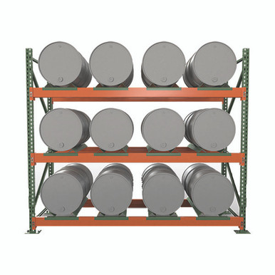 Material Flow Drum Storage Racks - 3-Level for 12 Drums