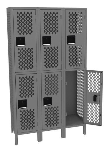 Double Tier Ventilated Steel Lockers with Legs