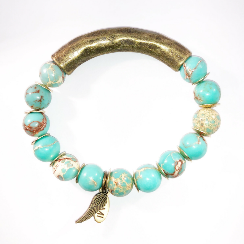 turquoise jasper with bronze tube and spacers 10MM