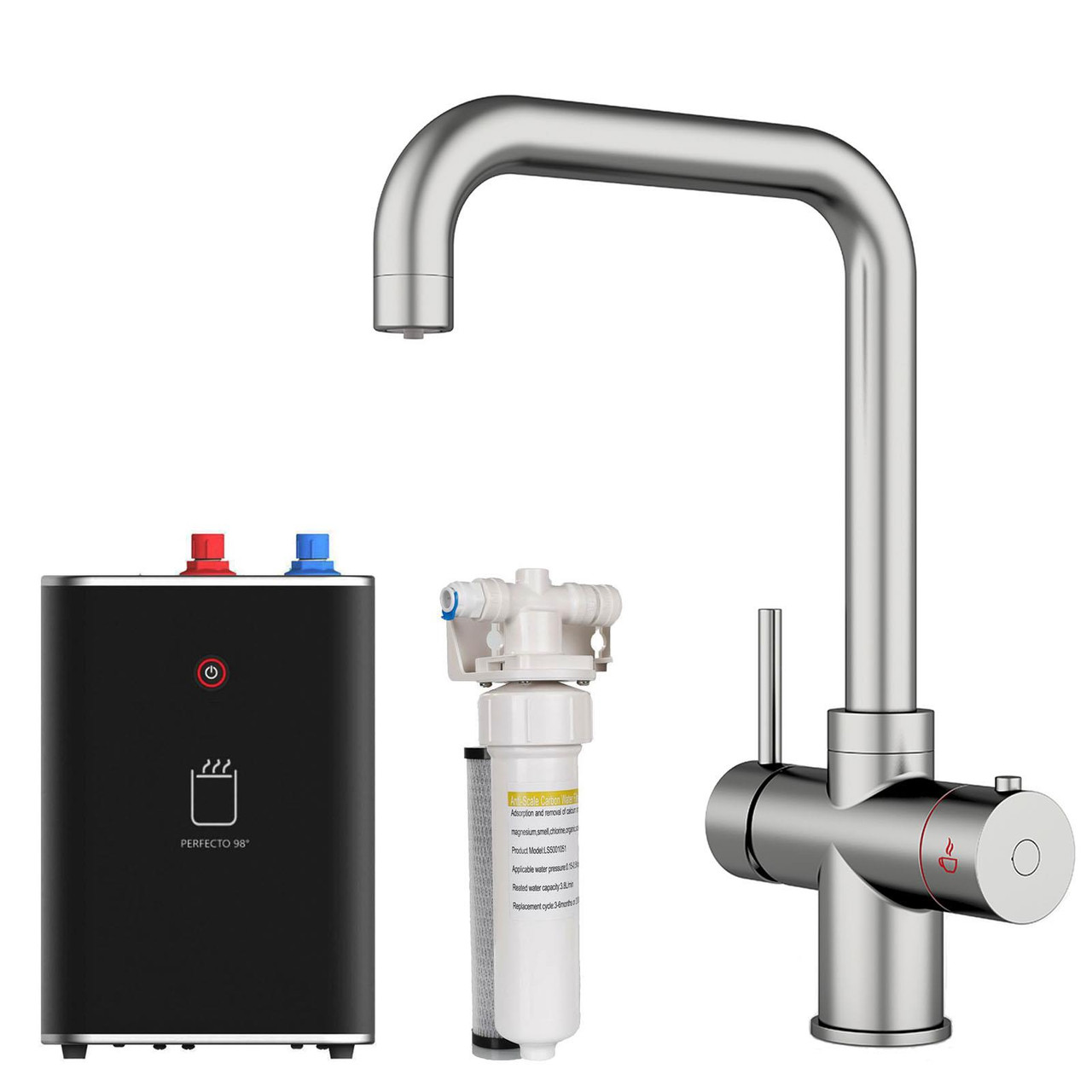 SIA Brushed Nickel 3 in 1 Instant Boiling Hot Water Tap Including Tank Filter
