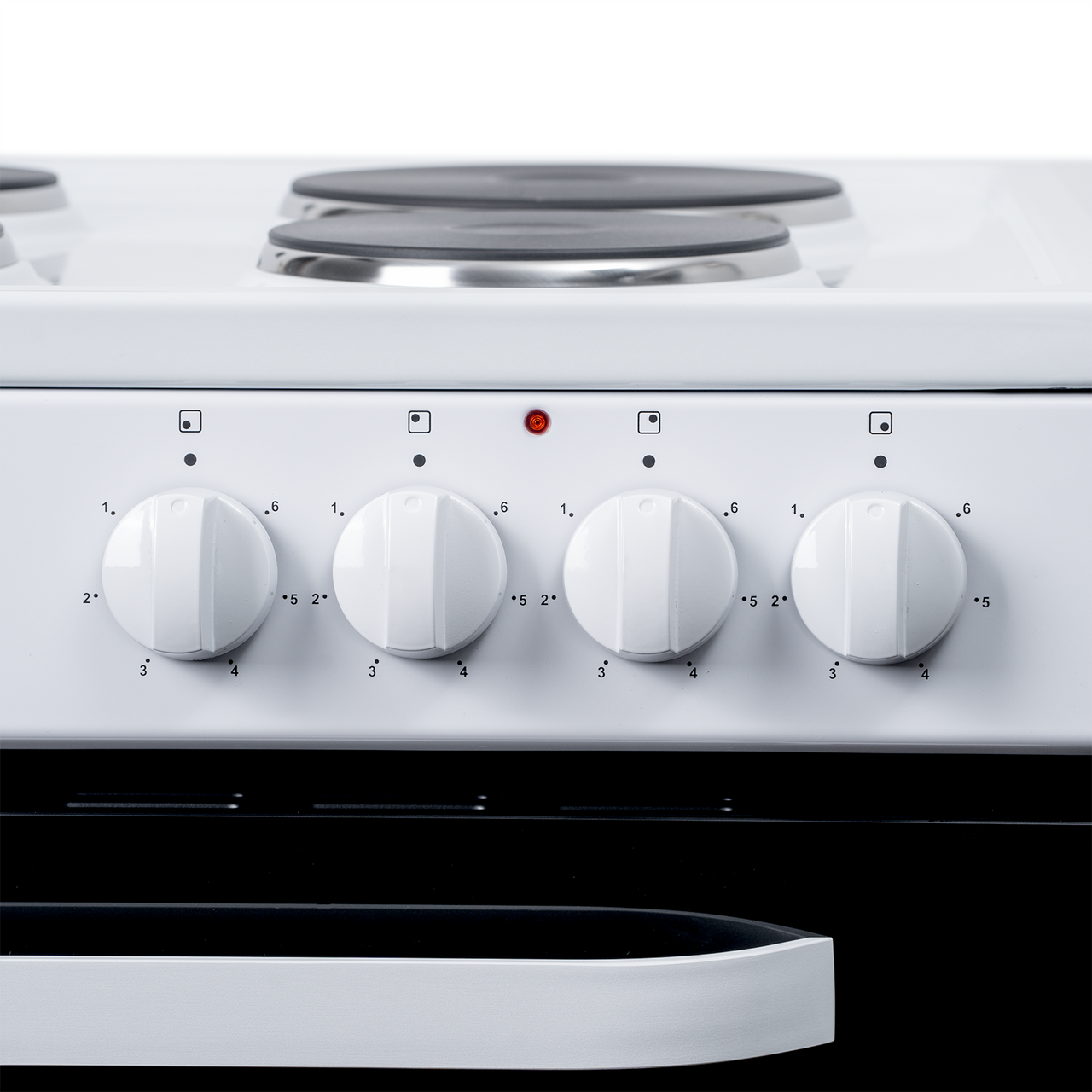 60cm Freestanding Electric Single Cavity Cooker, Solid Plate Hob In White