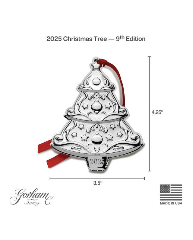 Gorham 2025 Christmas Tree Ornament 9th Edition - Sterling Silver