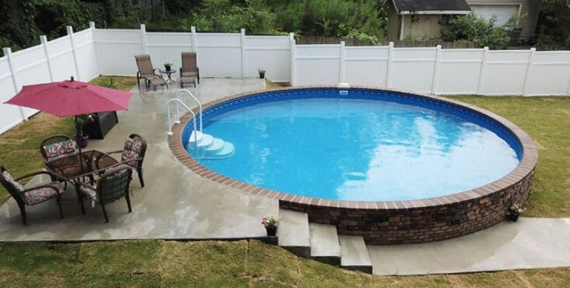 Patio Ideas for Semi Inground Pools - Dunn-Rite Products
