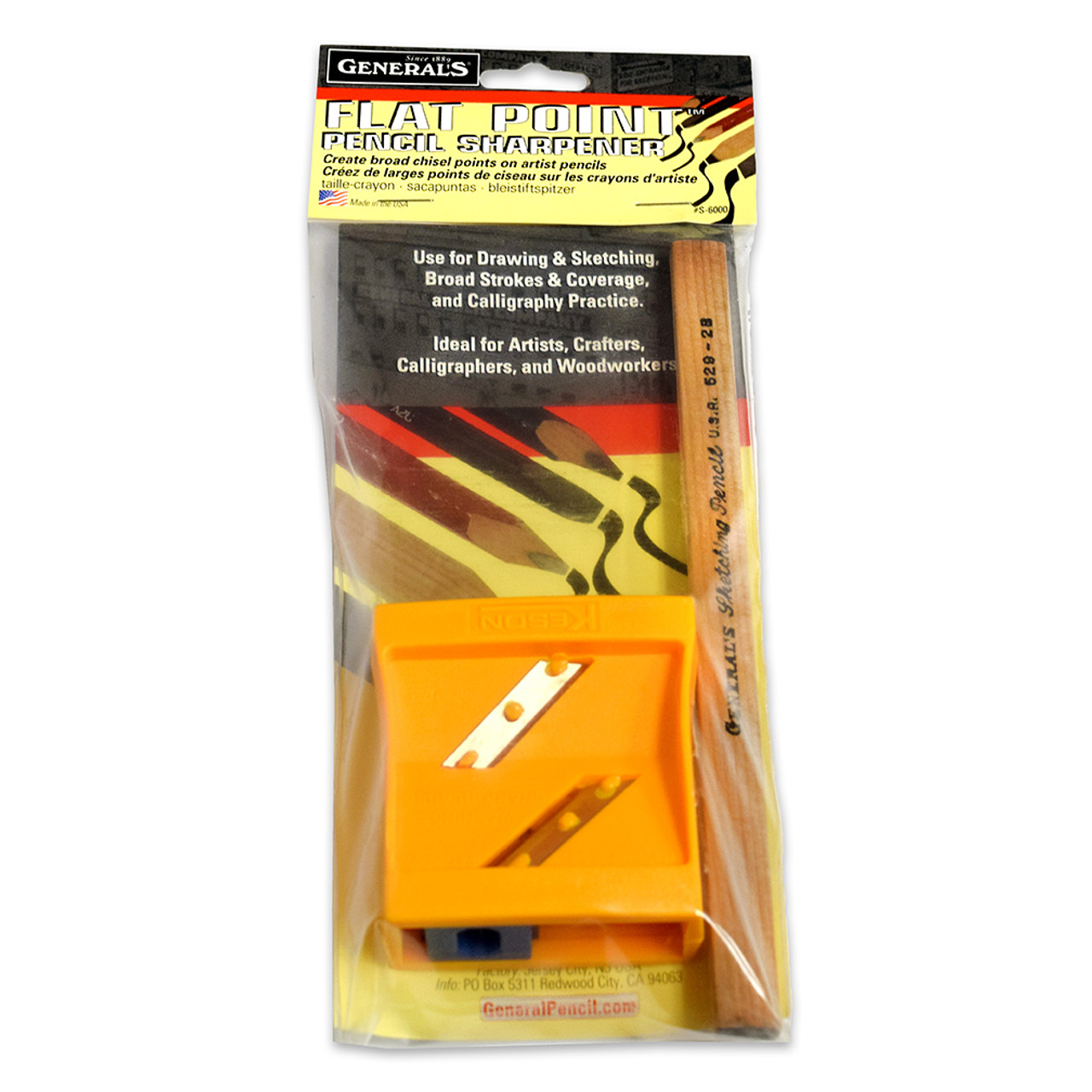 General s Flat Point Pencil Sharpener w Bonus Carpenter Pencil