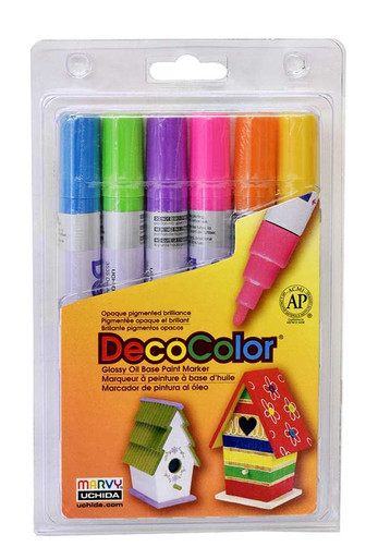 Marvy Decocolor 300 Broad Tip- Bright Set of 6