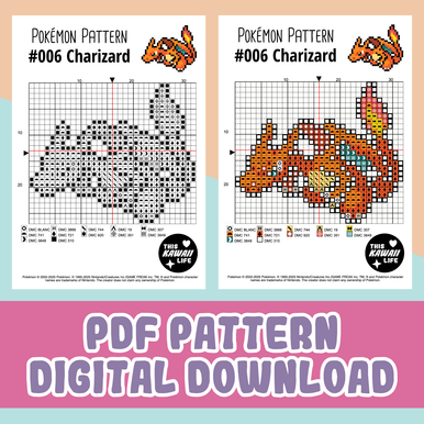 #006 Charizard - Cross Stitch Digital PDF Download Pattern